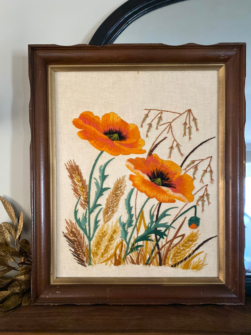 Framed Vintage Floral Needlepoint – Bowerbird Vintage