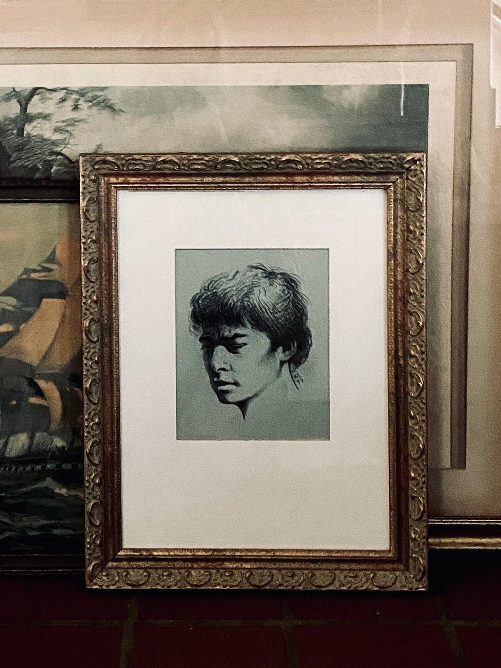 “Tal” Portrait Charcoal Drawing – Bowerbird Vintage